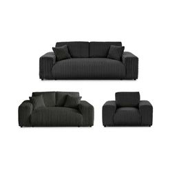 S-STYLE Polstergarnitur 3er-Set grau Ma&szlig;e (cm): B: 213 H: 79 Sofas > Sofas nach Material > Stoffsofas &raquo; Sofa DE