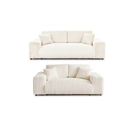 S-STYLE Polstergarnitur 2er-Set beige Ma&szlig;e (cm): B: 213 H: 79 Sofas > Sofas nach Material > Stoffsofas &raquo; Sofa DE