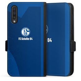 DeinDesign Galaxy A50 Handy Klapph&uuml;lle Handyh&uuml;lle aus Kunst Leder schwarz Flip Case Official Licensed Product Bundesliga Fc Schalke 04 Sideflip mit Lasche