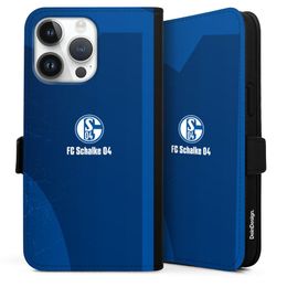 DeinDesign iPhone 14 Pro Max Handy Klapph&uuml;lle Handyh&uuml;lle aus Kunst Leder schwarz Flip Case Official Licensed Product Bundesliga Fc Schalke 04 Sideflip mit Lasche