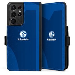 DeinDesign Galaxy S21 Ultra 5G Handy Klapph&uuml;lle Handyh&uuml;lle aus Kunst Leder schwarz Flip Case Official Licensed Product Bundesliga Fc Schalke 04 Sideflip mit 