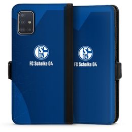 DeinDesign Galaxy A51 Handy Klapph&uuml;lle Handyh&uuml;lle aus Kunst Leder schwarz Flip Case Official Licensed Product Bundesliga Fc Schalke 04 Sideflip mit Lasche