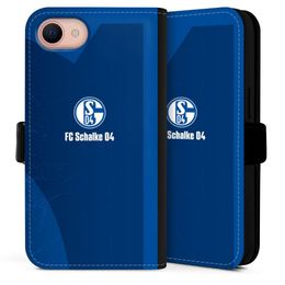 DeinDesign iPhone 16e Handy Klapph&uuml;lle Handyh&uuml;lle aus Kunst Leder schwarz Flip Case Official Licensed Product Bundesliga Fc Schalke 04 Sideflip mit Lasche