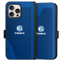 DeinDesign iPhone 15 Pro Max Handy Klapph&uuml;lle Handyh&uuml;lle aus Kunst Leder schwarz Flip Case Official Licensed Product Bundesliga Fc Schalke 04 Sideflip mit Lasche