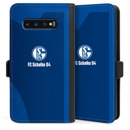 DeinDesign Galaxy S10 Plus Handy Klapph&uuml;lle Handyh&uuml;lle aus Kunst Leder schwarz Flip Case Official Licensed Product Bundesliga Fc Schalke 04 Sideflip mit Lasche