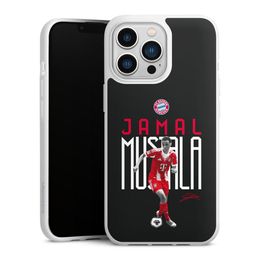 DeinDesign iPhone 13 Pro Handy Silikon H&uuml;lle Case wei&szlig; Handyh&uuml;lle Fc Bayern M&uuml;nchen Jamal Musiala Official Licensed Product Silikon Case