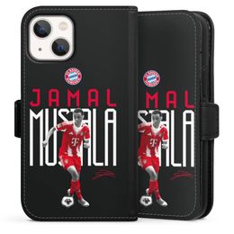 DeinDesign Galaxy A51 Handy Klapph&uuml;lle Handyh&uuml;lle aus Kunst Leder schwarz Flip Case Fc Bayern M&uuml;nchen Jamal Musiala Official Licensed Product Sideflip mit Lasche