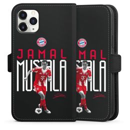 DeinDesign iPhone 11 Pro Handy Klapph&uuml;lle Handyh&uuml;lle aus Kunst Leder schwarz Flip Case Fc Bayern M&uuml;nchen Jamal Musiala Official Licensed Product Sideflip mit 
