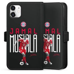 DeinDesign iPhone 11 Handy Klapph&uuml;lle Handyh&uuml;lle aus Kunst Leder schwarz Flip Case Fc Bayern M&uuml;nchen Jamal Musiala Official Licensed Product Sideflip mit Lasche