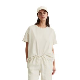 Marc O'Polo T-Shirt MARC O'POLO "aus Material-Mix", Damen, Gr. M, beige (m195), Obermaterial: 100% Baumwolle, unifarben, Basic, relaxed fit, Rundhals, Umschlagbund, Shirts T-Shirt