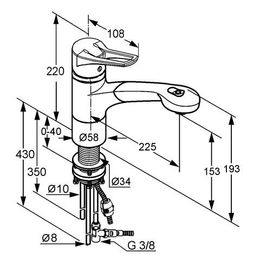 Kludi MX Küchenarmatur, Niederdruck, ausziehbar, schwenkbar, 399420562,
