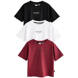 Baker By Ted Baker T-Shirt Jungen Gr&ouml;&szlig;e 158 dunkelrot / schwarz / offwhite