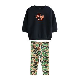 next Set: Sweatshirt und Leggings Jungen Gr&ouml;&szlig;e 74 mokka / hellgelb / gr&uuml;n / schwarz