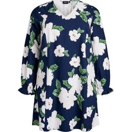 ZIZZI Kleid 'JEASY' Damen Gr&ouml;&szlig;e 58/60 navy / grasgr&uuml;n / wollwei&szlig; Sommerkleid