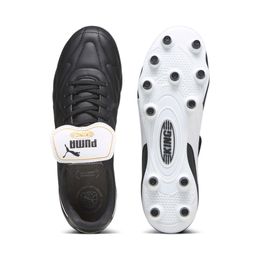 Fußballschuh Puma "KING TOP FG/AG", Damen, Gr. 42, schwarz-weiß (Puma schwarz, Puma weiß, Puma gold), Synthetik, Schuhe, für Rasenplätze