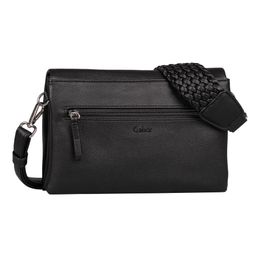 Umhängetasche Gabor "Veri", Damen, Gr. B/H/T: 24,5cm x 18cm x 5,5cm, schwarz, Polyurethan, Taschen, aus weich genarbtem Lederimitat mit aufwändig geflochtenen Henkel