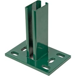 Pfostenträger Alberts, grün, B:10cm, Stahl, Bodenanker, für Zaunpfosten 60x40 mm für Doppelstabmatten, Platte 150x100 mm