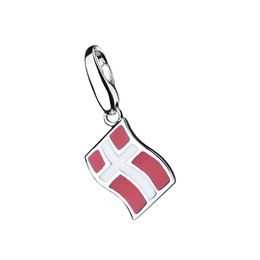 Charm-Einhänger "Flagge Dänemark, Silber 925", bunt, Giorgio Martello MILANO, Charms, Damen, Silber 925 (Sterlingsilber)
