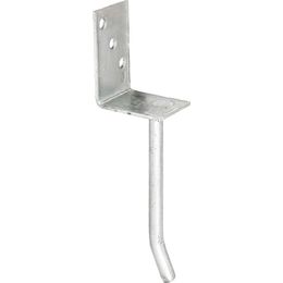 L-Pfostenträger Alberts, grau (feuerverzinkt), B:8cm T:6cm, Stahl, Bodenanker, feuerverzinkt, Breite 80 mm, Länge des Riffelstahl 200 mm