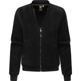 Plüschjacke Ragwear "Cairro", Damen, Gr. XL (42), schwarz, Plüsch, Material: 100% Polyester, figurumspielend hüftlang, Bolero-Optik, Ärmel ohne Ärmelschlitz Rippstrickbündchen, Jacken, Flauschige Damen Übergangsjacke