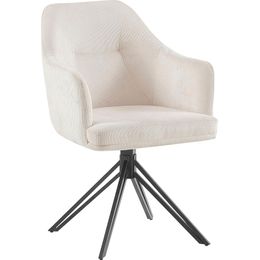 Esszimmerstuhl Home Affaire "Alaro", beige (natur, schwarz), B:58cm H:87cm T:63cm, Stühle, mit Drehfunktion, Armlehnstuhl