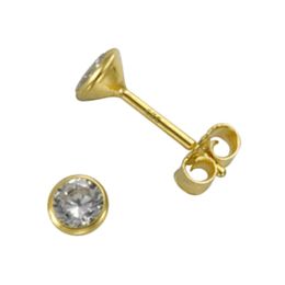 Paar Ohrstecker Firetti "Schmuck Geschenk Silber 925 Ohrschmuck Solitär" Gr. 3,5, gold (gelbgoldfarben, kristallweiß), Ohrringe, Damen, 3,5, Silber 925 (Sterlingsilber), mit Zirkonia (synth.)