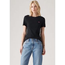 Levi's T-Shirt LEVI'S "ESSENTIAL HM SS TEE", Damen, Gr. M (38), schwarz (caviar), Jersey, Obermaterial: 100% Baumwolle, slim fit, Rundhals, Shirts, Taillierter Schnitt