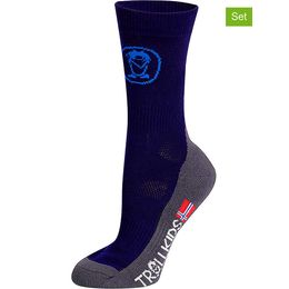 Trollkids 2er-Set: Trekkingsocken "Mid Cut Socks II" in Dunkelblau - 11% | Größe 31-34 | Kinder-outdoor-waesche