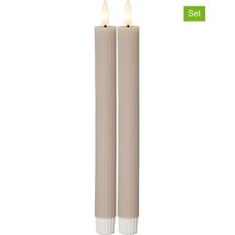 STAR TRADING 2er-Set: LED-Kerzen "Flamme Stripe" in Beige - (H)25 cm - 21% | Kerzen-vasen