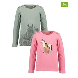 Blue Seven 2er-Set: Longsleeves in Grün/ Pink - 64% | Größe 104 | Kinder-longsleeves