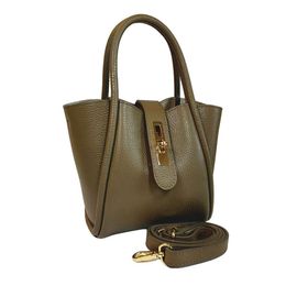 Florence Bags Leder-Henkeltasche "Davro" in Khaki - (B)22 x (H)18 x (T)12 cm - 79% | Damen-taschen