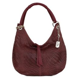 Anna Morellini Leder-Schultertasche "Concetta" in Bordeaux - (B)38 x (H)34 x (T)10 cm - 72% | Damen-taschen