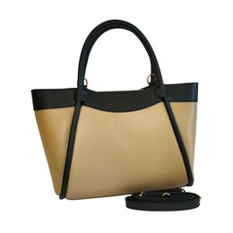 Florence Bags Leder-Henkeltasche "Reddit" in Beige/ Schwarz - (B)37 x (H)24 x (T)16 cm - 80% | Damen-taschen
