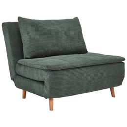 CARRYHOME Schlafsofa, Gr&uuml;n, Textil, Eiche, massiv, 1-Sitzer, F&uuml;llung: Polyester, 105x80x90 cm, Bsci, Relaxfunktion, Liegefunktion, Kinder- & Jugendzimmer, Jugendm&ouml;bel, Jugendsofas
