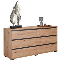 CARRYHOME Sideboard, Anthrazit, Eiche, Holzwerkstoff, 6 Schublade(n) Schubladen, 160x79x48 cm, Beim&ouml;bel erh&auml;ltlich, Wohnzimmer, Kommoden & Sideboards, Sideboards