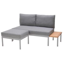 Ambia Garden Loungegarnitur, Anthrazit, Natur, Hellgrau, Holz, Metall, Textil, Eukalyptusholz, Hartholz, L-Form, einzeln stellbar, 150x110 cm, Loungem&ouml;bel, Gartenlounge-Sets