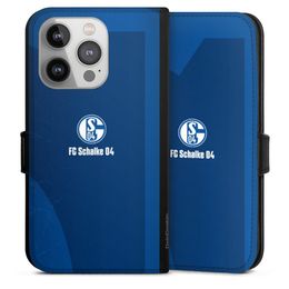 DeinDesign iPhone 14 Pro Handy Klapph&uuml;lle Handyh&uuml;lle aus Kunst Leder schwarz Flip Case Official Licensed Product Bundesliga Fc Schalke 04 Sideflip mit langer 