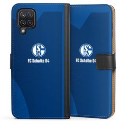 DeinDesign Galaxy A12 Handy Klapph&uuml;lle Handyh&uuml;lle aus Kunst Leder schwarz Flip Case Official Licensed Product Bundesliga Fc Schalke 04 Sideflip mit langer Lasche