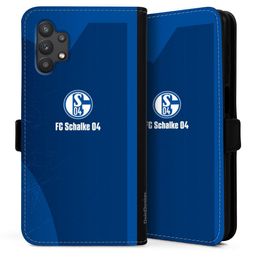 DeinDesign Galaxy A32 5G Handy Klapph&uuml;lle Handyh&uuml;lle aus Kunst Leder schwarz Flip Case Official Licensed Product Bundesliga Fc Schalke 04 Sideflip mit langer 