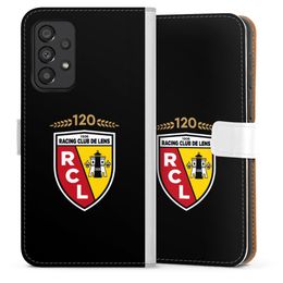 DeinDesign Galaxy A33 5G Handy Klapph&uuml;lle Handyh&uuml;lle aus Kunst Leder wei&szlig; Flip Case Rc Lens Official Licensed Product Logo Sideflip mit Lasche