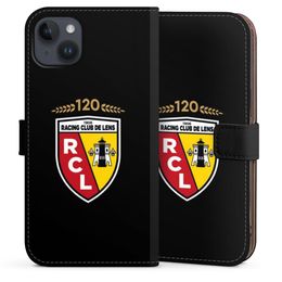 DeinDesign iPhone 14 Plus Handy Klapph&uuml;lle Handyh&uuml;lle aus Kunst Leder schwarz Flip Case Logo Official Licensed Product Rc Lens Sideflip mit langer Lasche