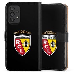 DeinDesign Galaxy A33 5G Handy Klapph&uuml;lle Handyh&uuml;lle aus Kunst Leder schwarz Flip Case Rc Lens Official Licensed Product Logo Sideflip mit langer Lasche