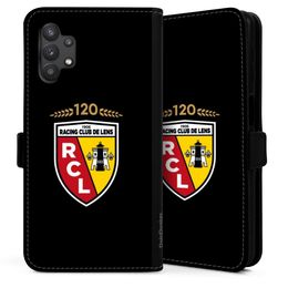 DeinDesign Galaxy A32 5G Handy Klapph&uuml;lle Handyh&uuml;lle aus Kunst Leder schwarz Flip Case Rc Lens Official Licensed Product Logo Sideflip mit langer Lasche