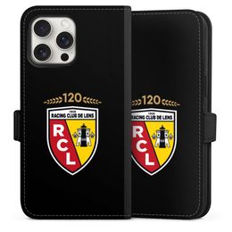 DeinDesign iPhone 15 Pro Max Handy Klapph&uuml;lle Handyh&uuml;lle aus Kunst Leder schwarz Flip Case Logo Official Licensed Product Rc Lens Sideflip mit Lasche