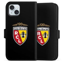 DeinDesign iPhone 15 Handy Klapph&uuml;lle Handyh&uuml;lle aus Kunst Leder schwarz Flip Case Logo Official Licensed Product Rc Lens Sideflip mit Lasche