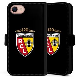 DeinDesign iPhone 16e Handy Klapph&uuml;lle Handyh&uuml;lle aus Kunst Leder schwarz Flip Case Logo Official Licensed Product Rc Lens Sideflip mit Lasche