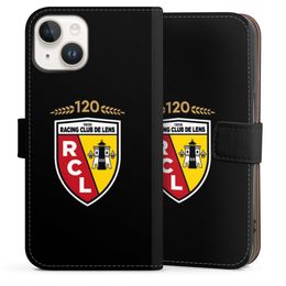 DeinDesign iPhone 14 Handy Klapph&uuml;lle Handyh&uuml;lle aus Kunst Leder schwarz Flip Case Logo Official Licensed Product Rc Lens Sideflip mit Lasche
