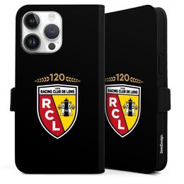 DeinDesign iPhone 14 Pro Max Handy Klapph&uuml;lle Handyh&uuml;lle aus Kunst Leder schwarz Flip Case Logo Official Licensed Product Rc Lens Sideflip mit Lasche