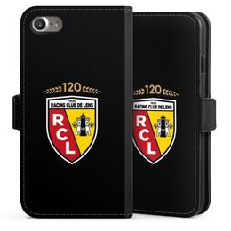 DeinDesign iPhone SE (2020) Handy Klapph&uuml;lle Handyh&uuml;lle aus Kunst Leder schwarz Flip Case Rc Lens Official Licensed Product Logo Sideflip mit Lasche