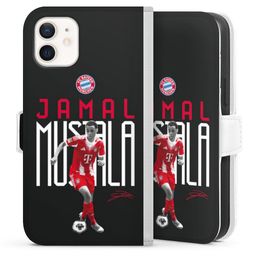 DeinDesign iPhone 12 mini Handy Klapph&uuml;lle Handyh&uuml;lle aus Kunst Leder wei&szlig; Flip Case Fc Bayern M&uuml;nchen Jamal Musiala Official Licensed Product Sideflip mit 